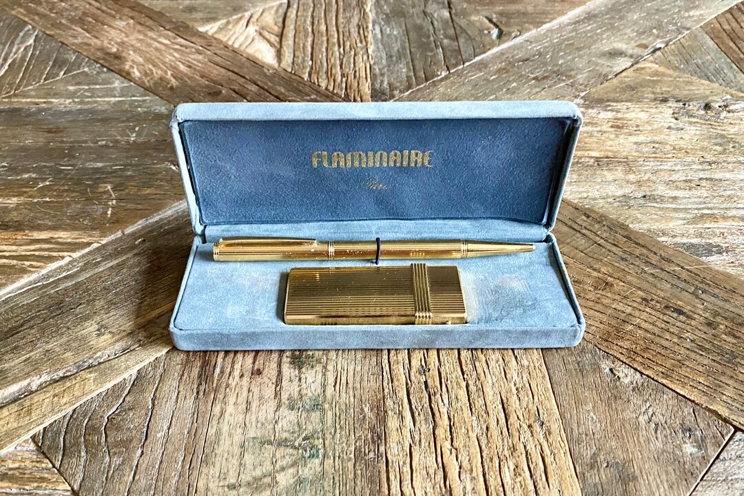 Flaminaire Lighter & Pencil - Vertical Line Design - Gold-plated ...