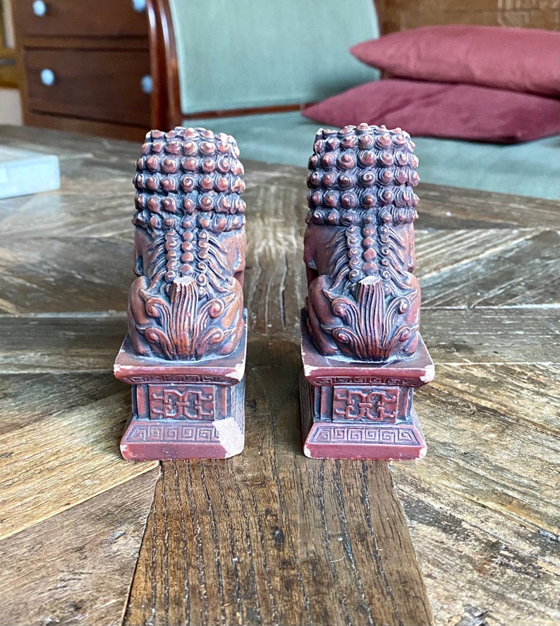 Pair of Chinese Fô Foo Dogs Made of Brown Glazed Ceramic - Etsy