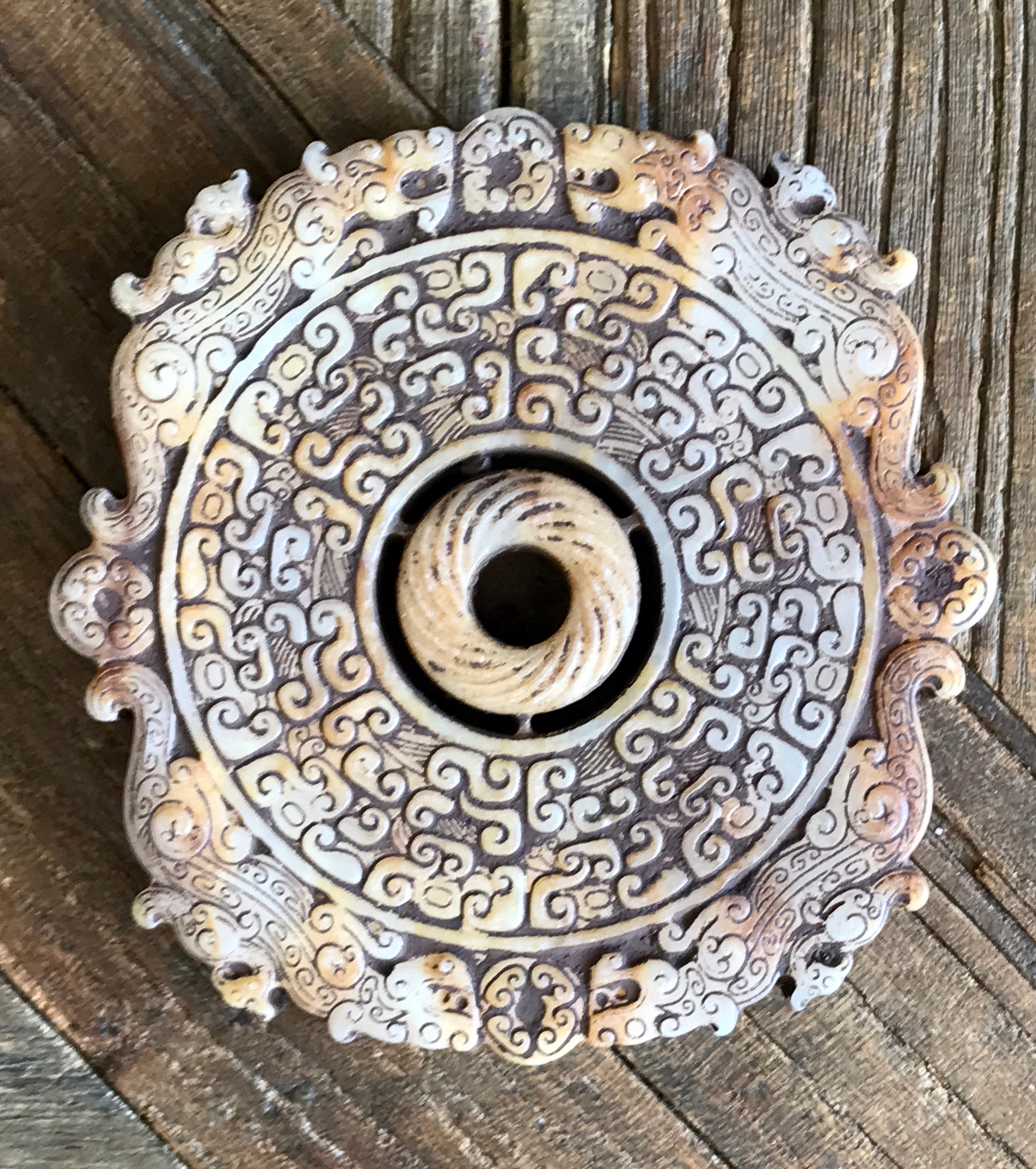 Antique Pi disc - Hardstone double-sided dragons wheel