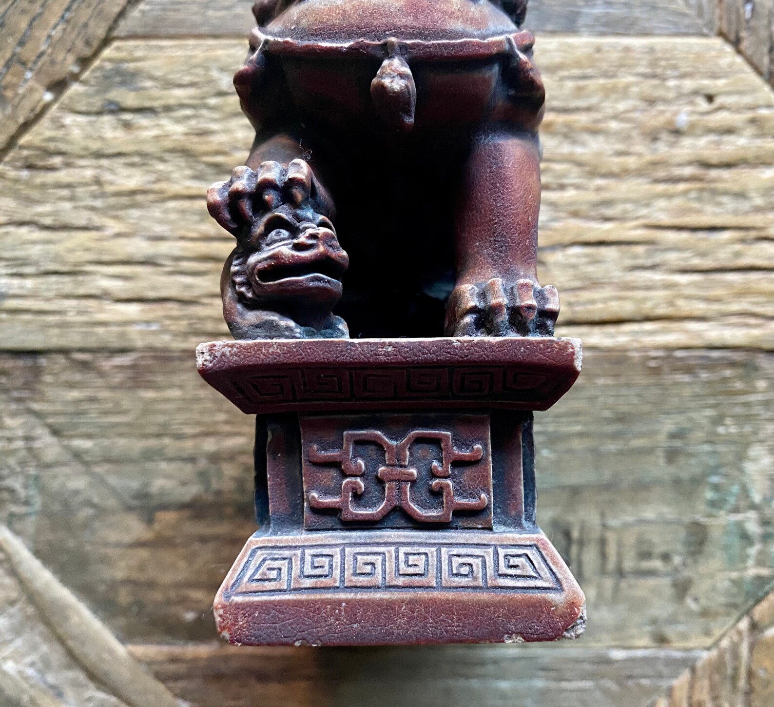 Pair of Chinese Fô - Foo Dogs Made of Brown Glazed Ceramic - Etsy