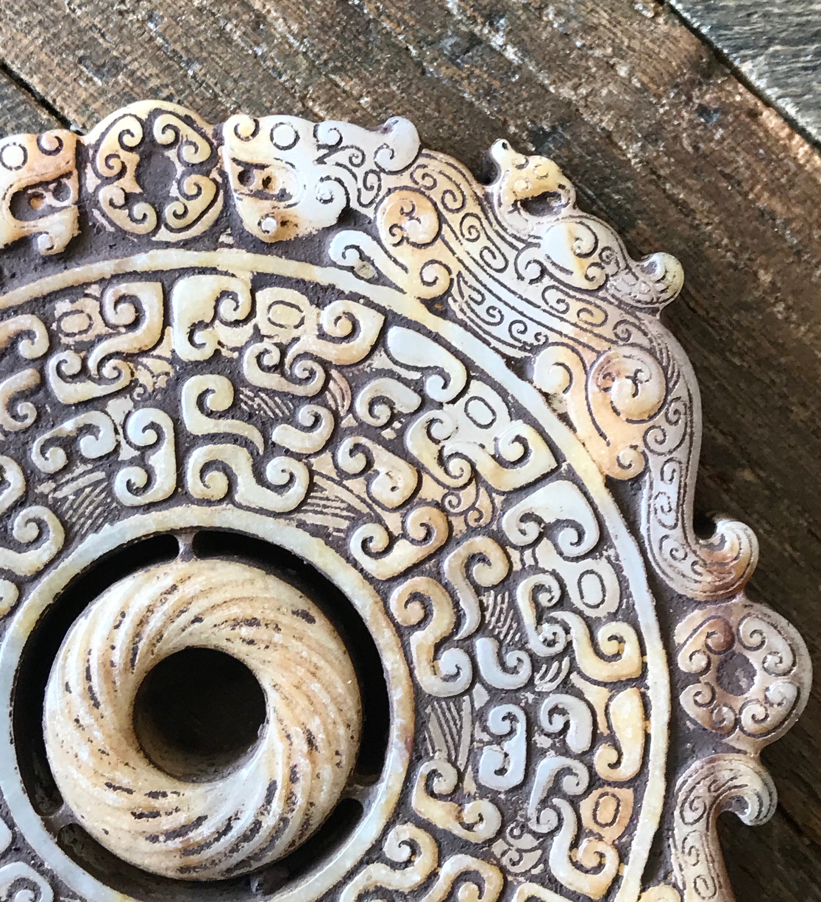 Antique Pi disc - Hardstone double-sided dragons wheel