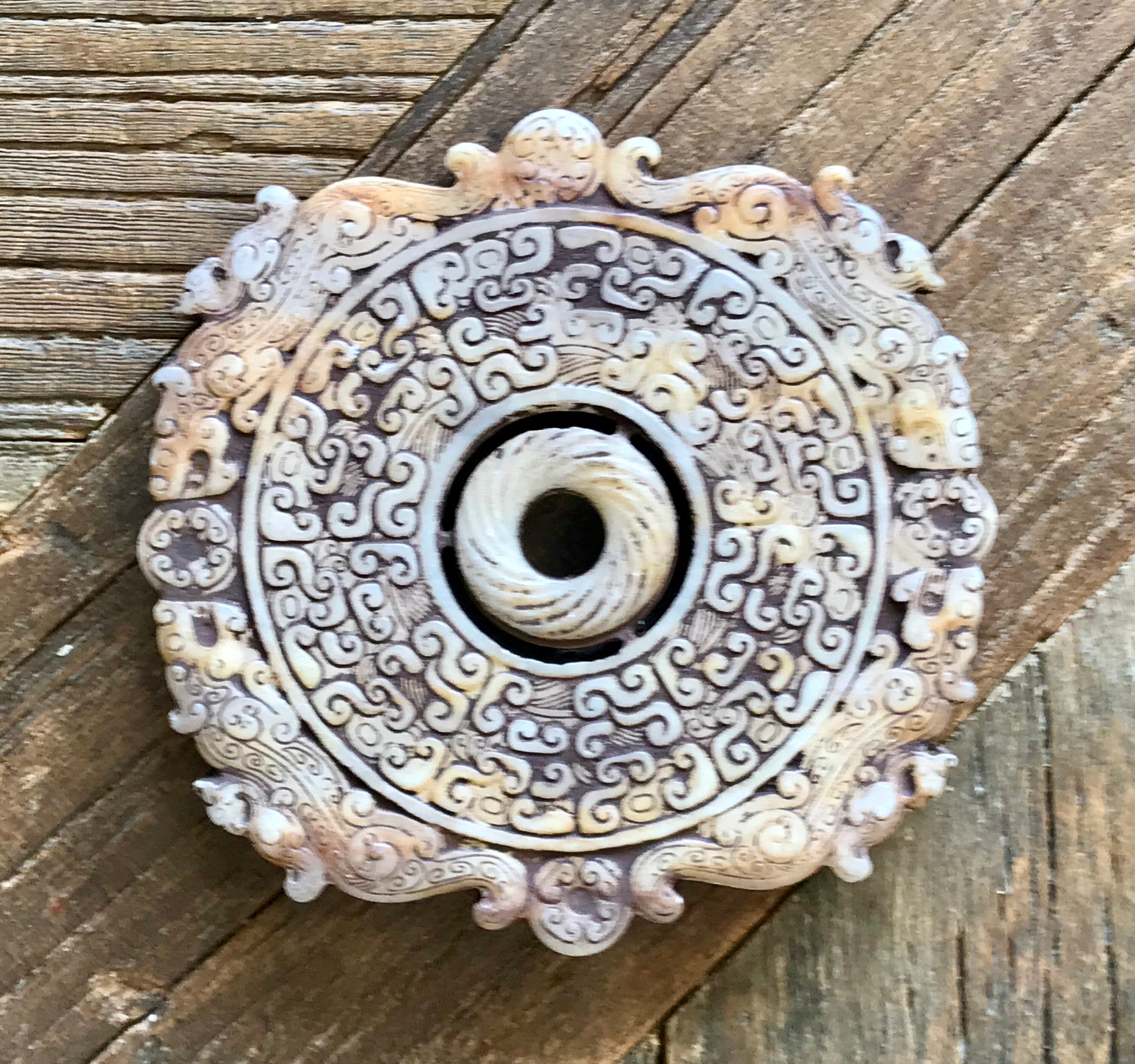 Antique Pi disc - Hardstone double-sided dragons wheel