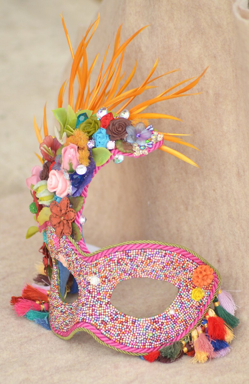 Crescencia, Handmade Paper Mache Masquerade Mask; Colorful Spanish ...