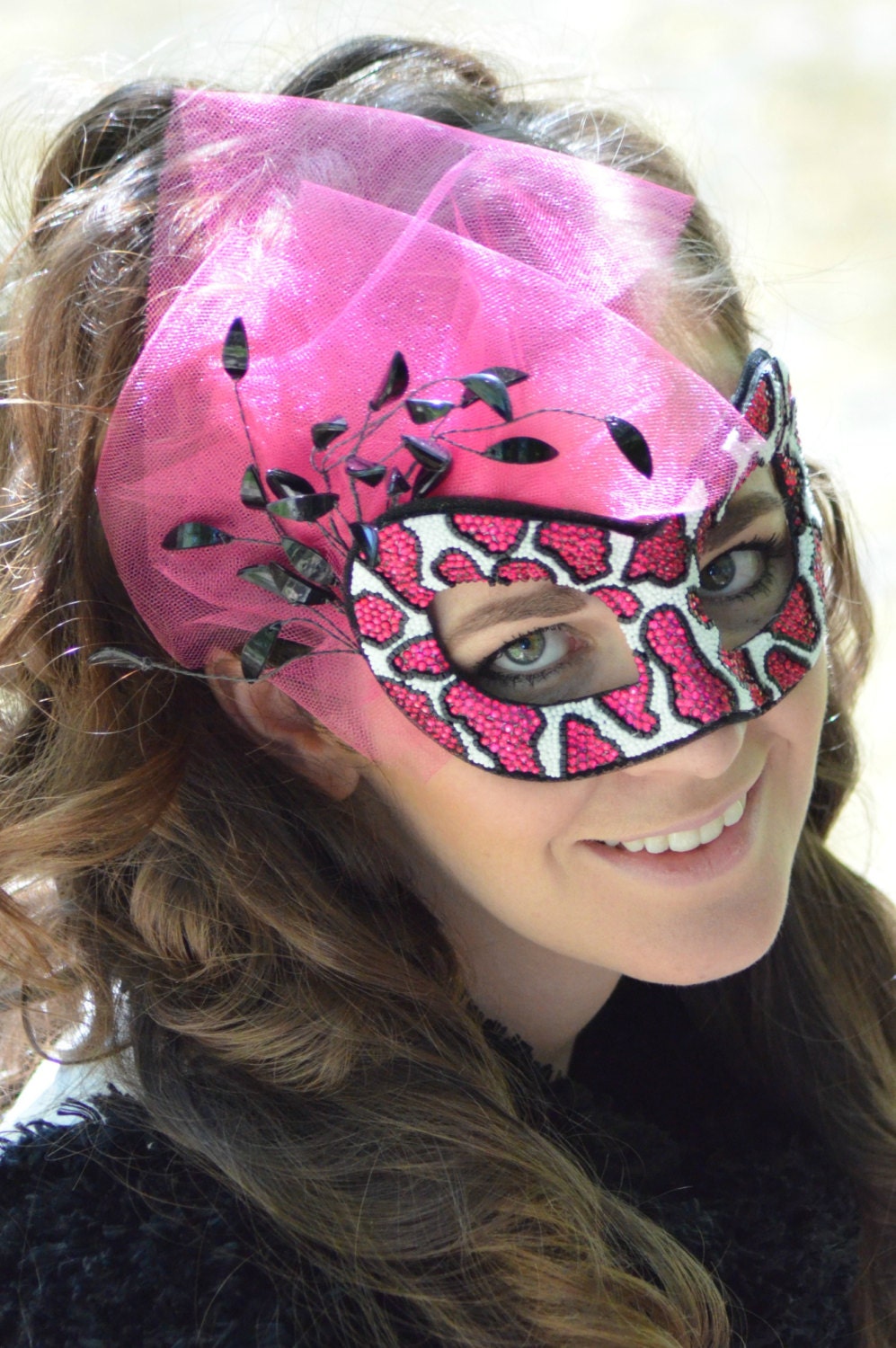 Sheila, Hand-beaded Paper-mache Masquerade Mask, Feisty Foxy Leopard ...