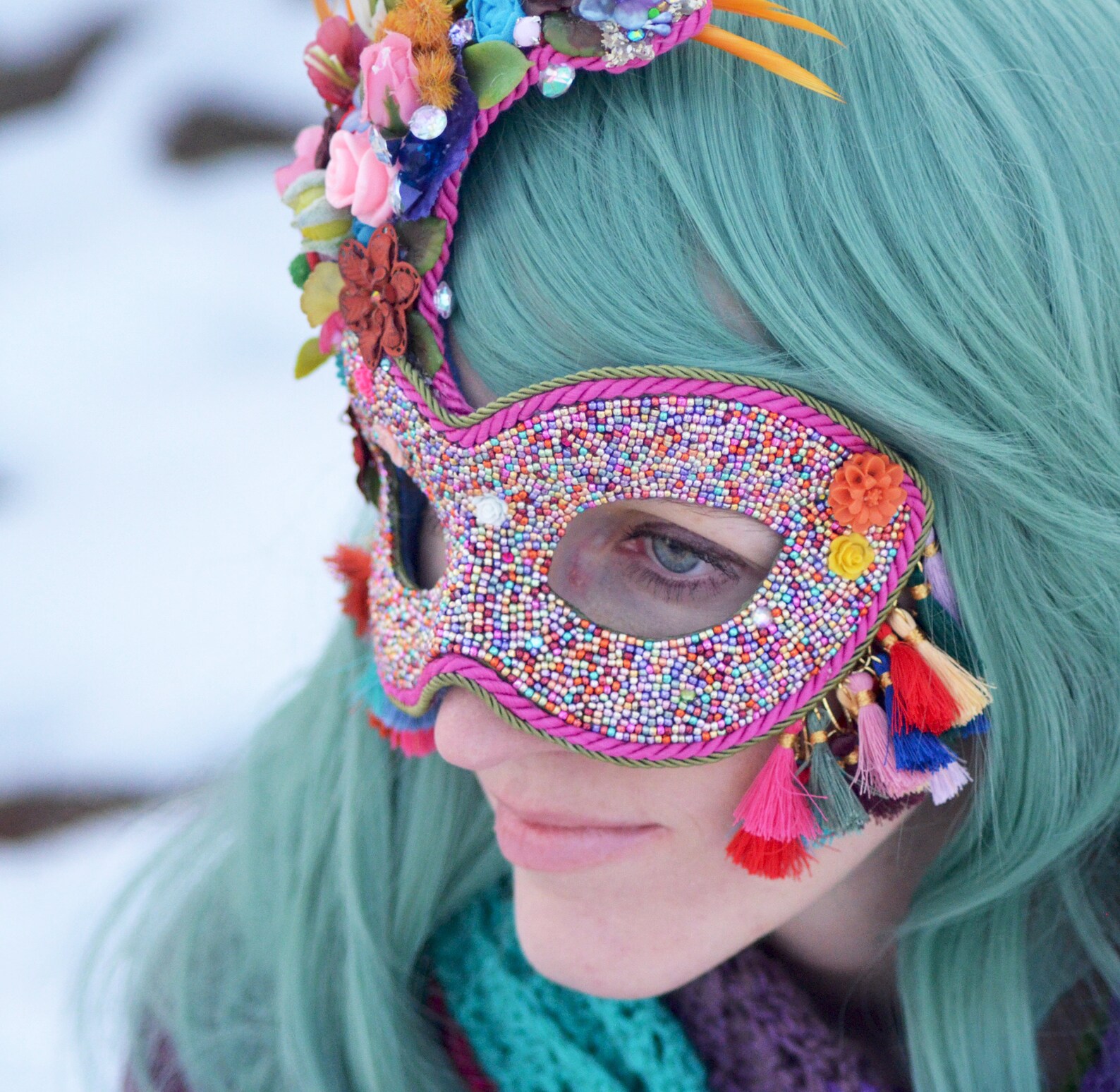 Crescencia, Handmade Paper Mache Masquerade Mask; Colorful Spanish ...