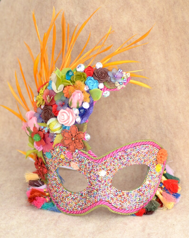 Crescencia, Handmade Paper Mache Masquerade Mask; Colorful Spanish ...