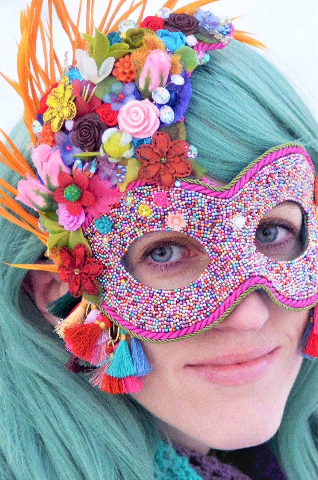 Crescencia, Handmade Paper Mache Masquerade Mask; Colorful Spanish ...