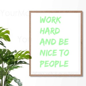 Work Hard Wall Print/blue/green/pink/simple/wall Art/print/download - Etsy