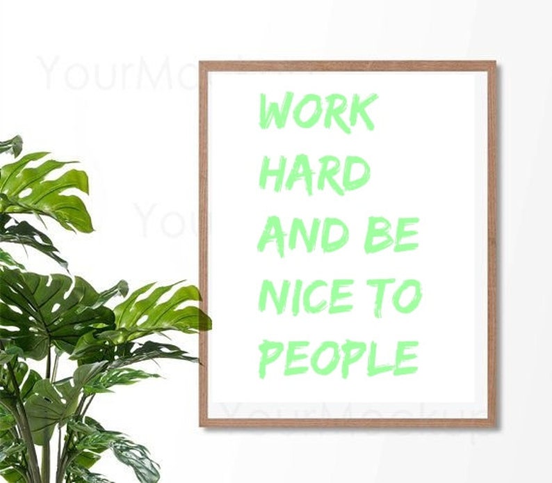 Work Hard Wall Print/blue/green/pink/simple/wall Art/print/download - Etsy