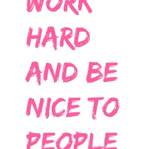 Work Hard Wall Print/blue/green/pink/simple/wall Art/print/download - Etsy