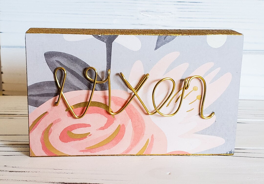 Vixen Sign Vixen Plaque Metallic Flower Sign Glitter Gold - Etsy