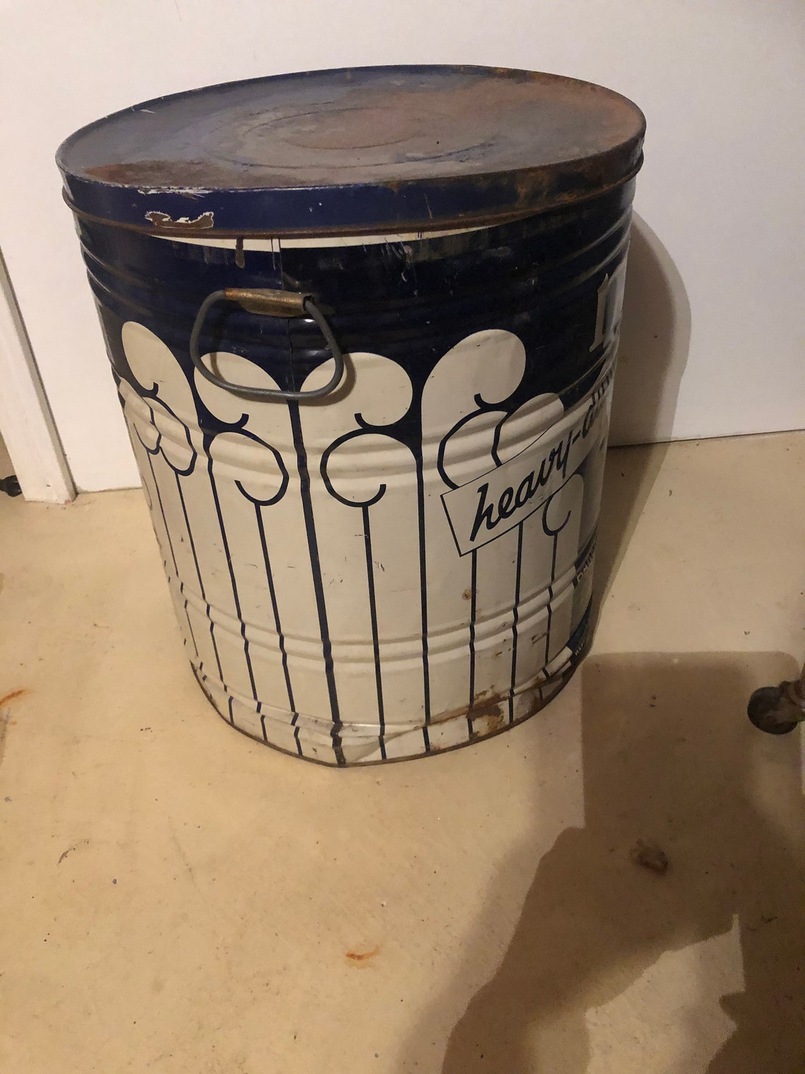 X Large Wesson Oil Snow Drift MFB Can Tin Heavy Duty Old Vintage 110 LB ...