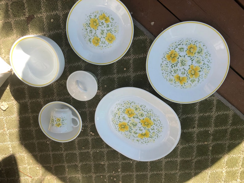 April Yellow Flowers cornell by Corningware Set - Etsy