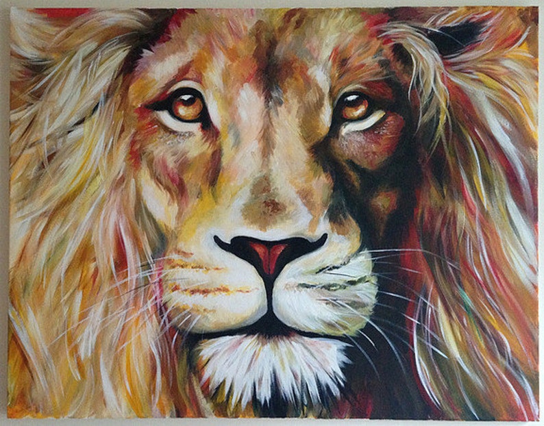 Pintura de León Aslan Acrílico sobre lienzo 28x36 hecho a pedido - Etsy ...