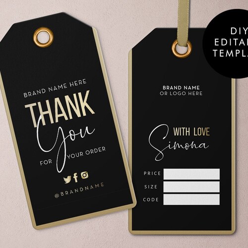 DIY Hang Tags Template Editable Thank You Tags Printable - Etsy