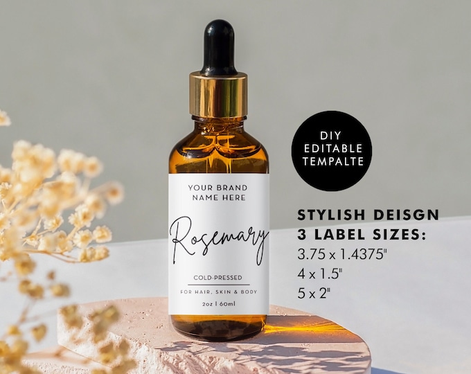 Editable Product Label, DIY Custom Label Template, Stylish Dropper ...