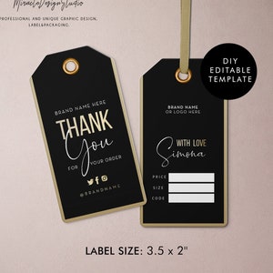 Editable Hang Tag - Modern Clothing Tag Template - Merchandise Tag ...