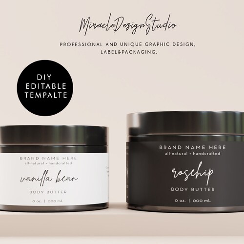 Editable Body Product Label DIY Label Template Wrap Around - Etsy