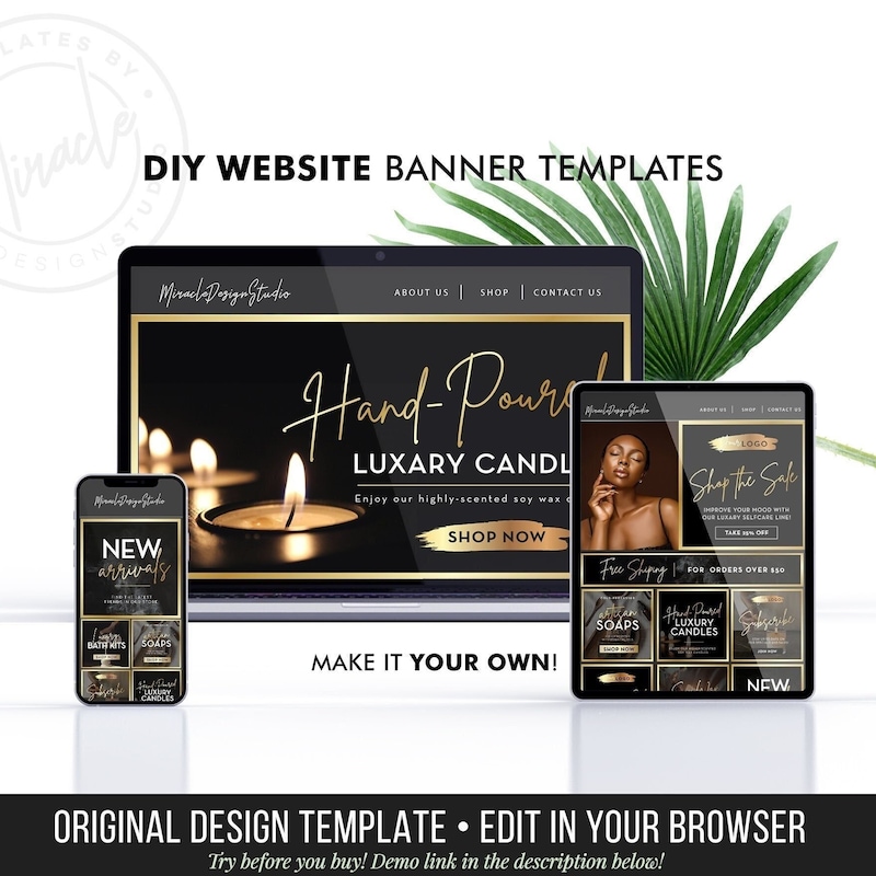 Candle Web Template - Etsy