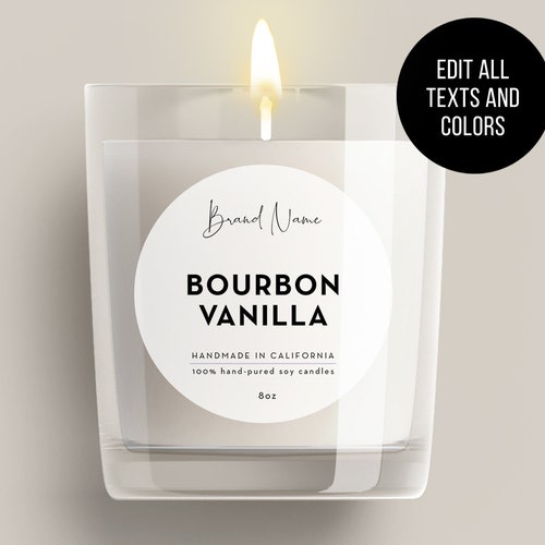 Simple Candle Label Template / Editable Candle Labels / - Etsy
