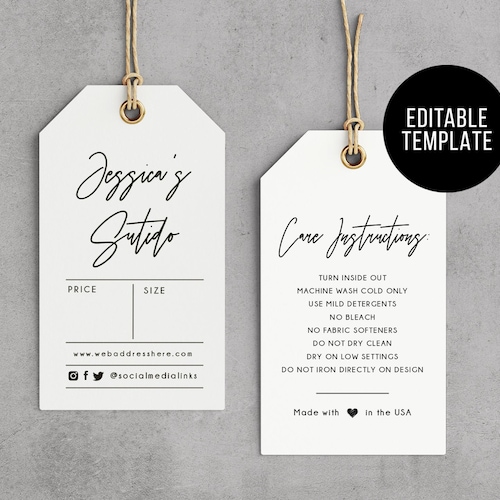 DIY Hang Tag Design Printable Hang Tag Template Ediatble - Etsy