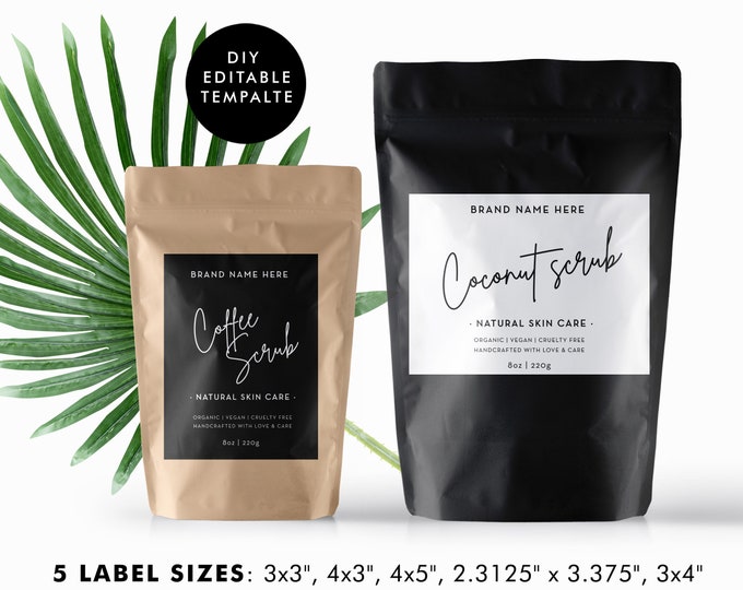 Editable Pouch Label Template, DIY Tea & Coffee Label, Custom Product ...