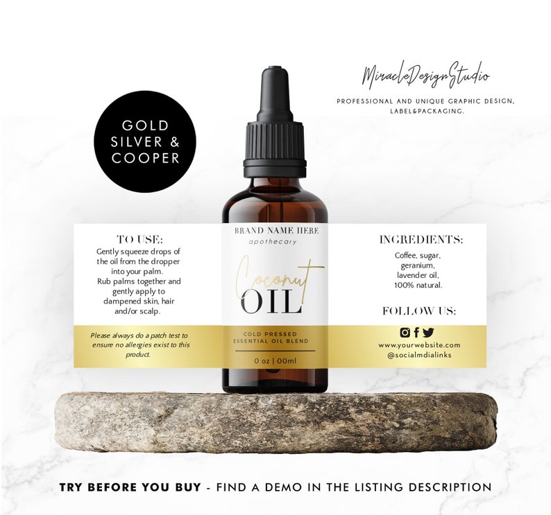 Custom Product Label - DIY Editable Label Template - Stylish Dropper ...