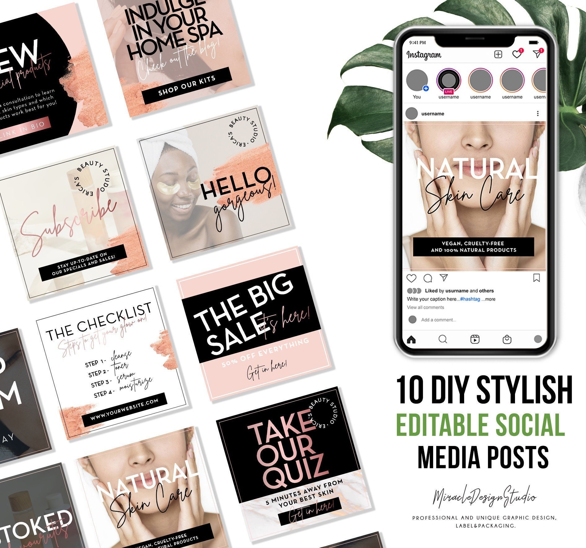 DIY Website Social Media Post Template - Editable Instagram Facebook ...