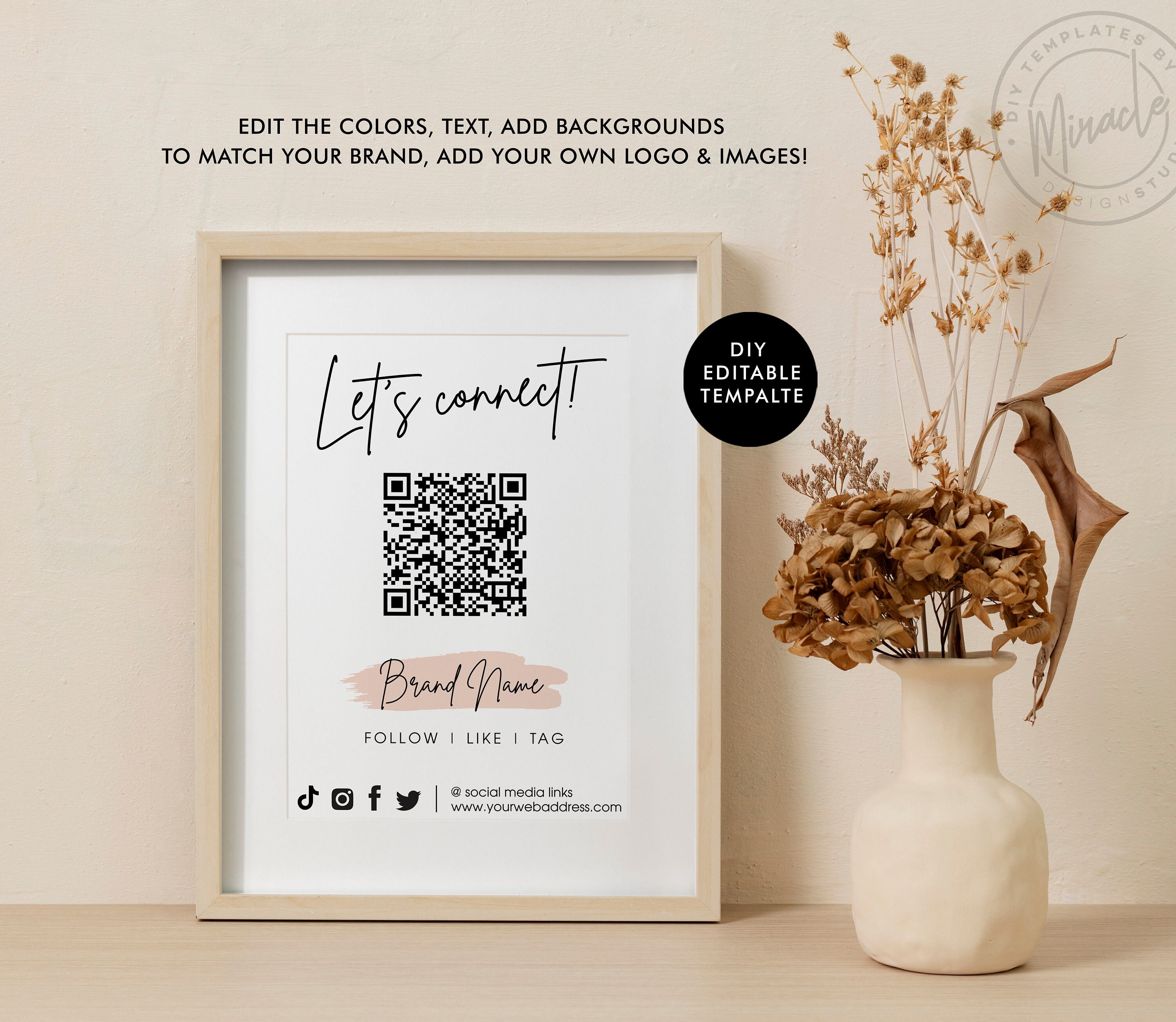 Social Media QR Code Sign Template Business Signlet's - Etsy Australia
