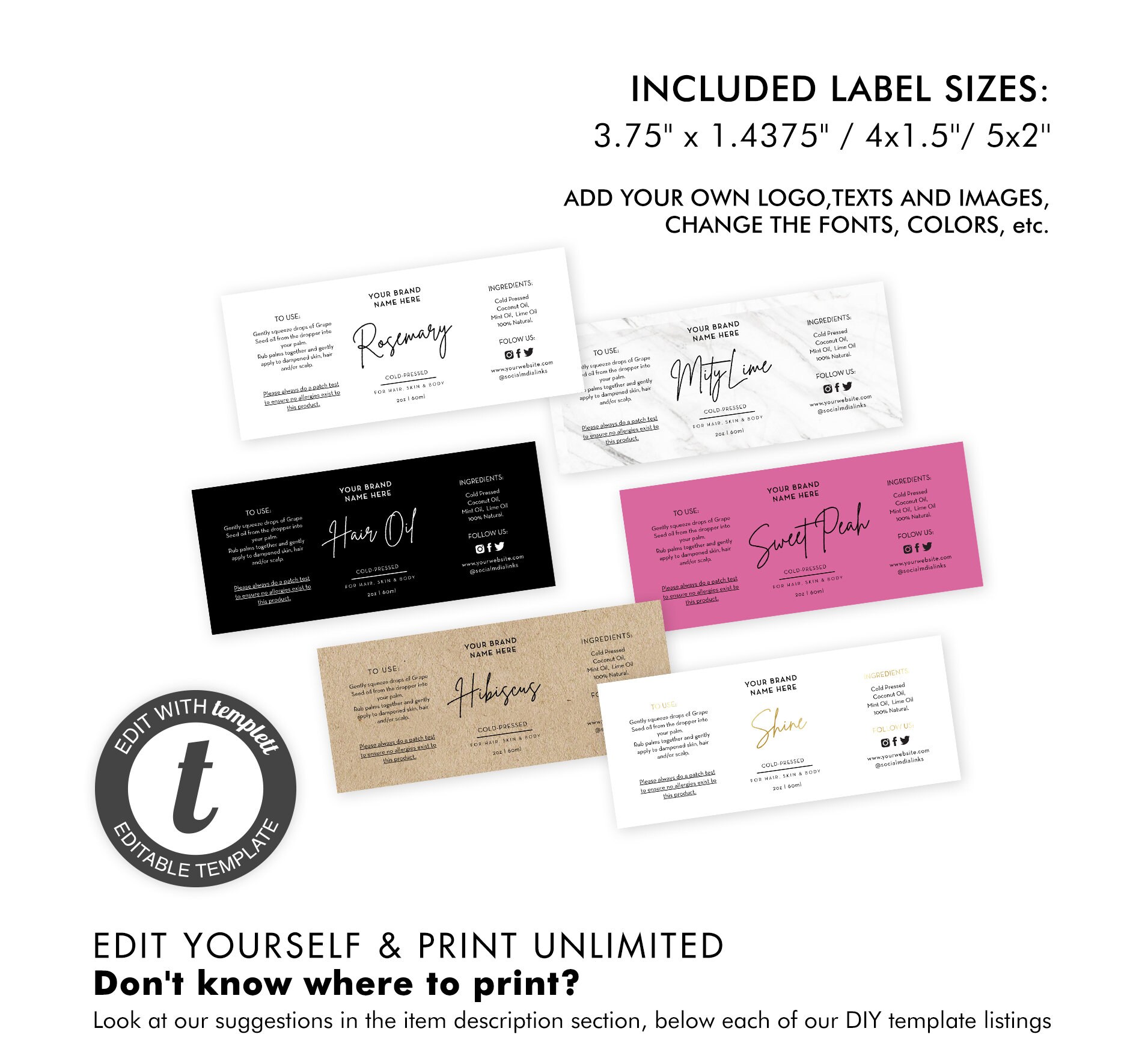 Custom Product Label Editable Label Template Stylish | Etsy