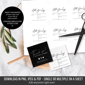 Printable Hang Tag Template - Editable Price Tag - Thank You for ...