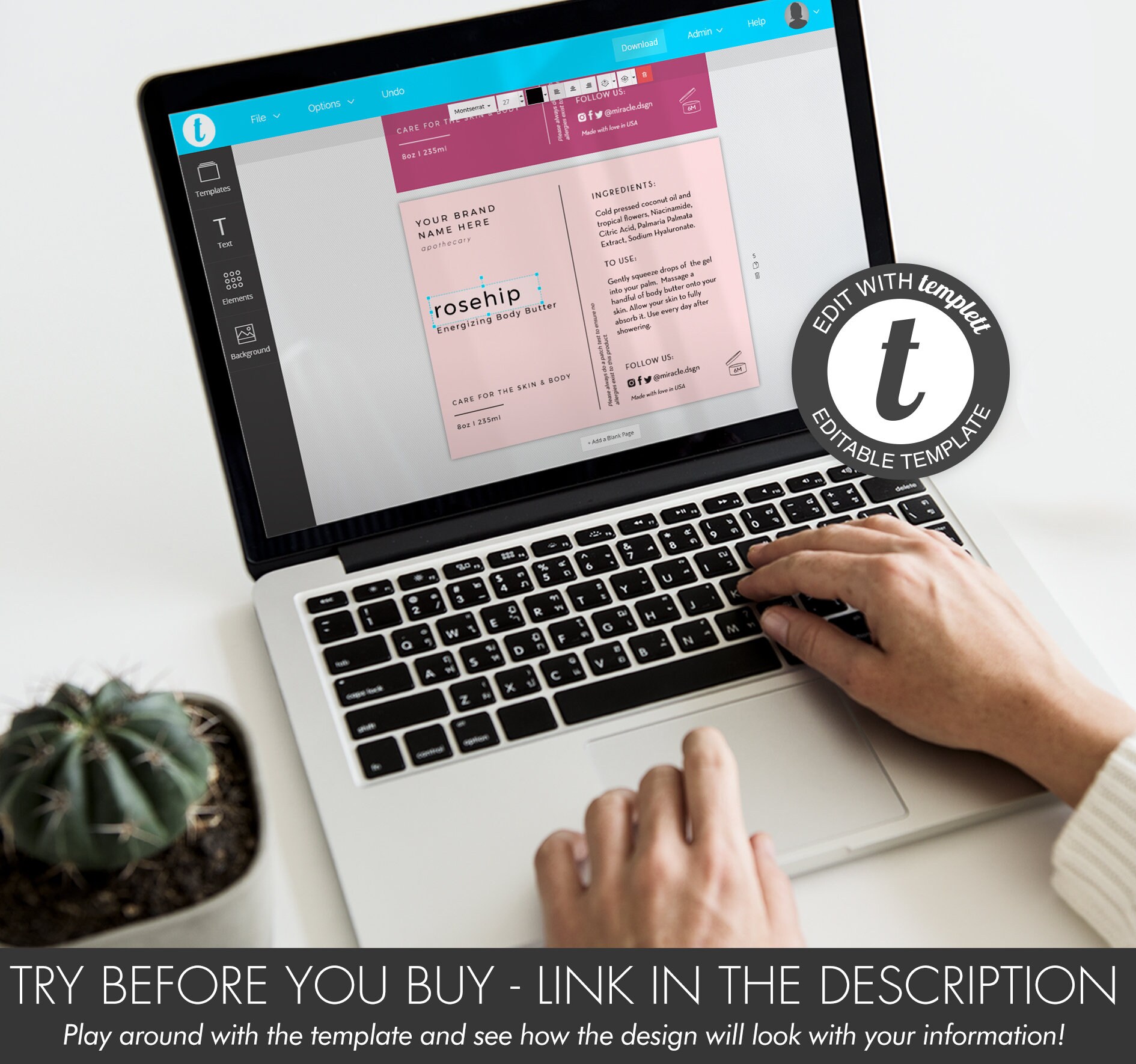 Custom Product Label DIY Editable Label Template Stylish - Etsy