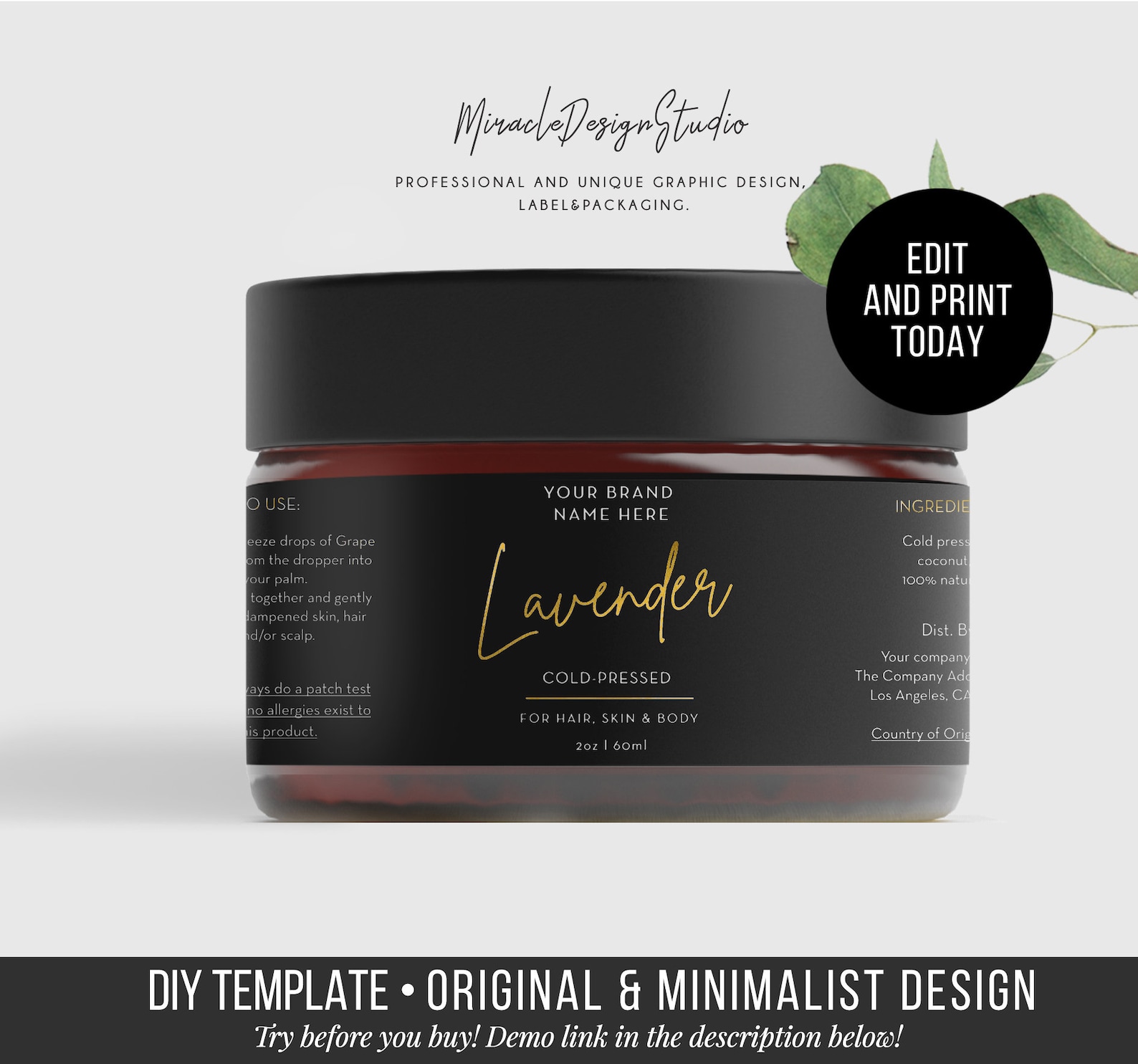 DIY Label Template Editable Jar Label 7.75x1.75 | Etsy