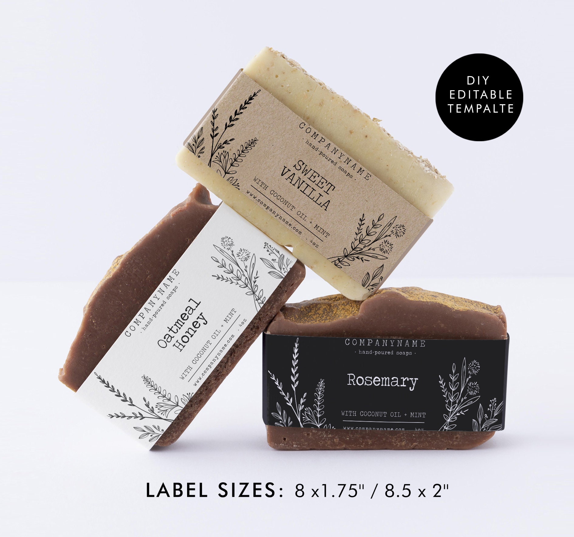 Printable Soap Labels, DIY Organic Artisan Soap Template, Editable ...