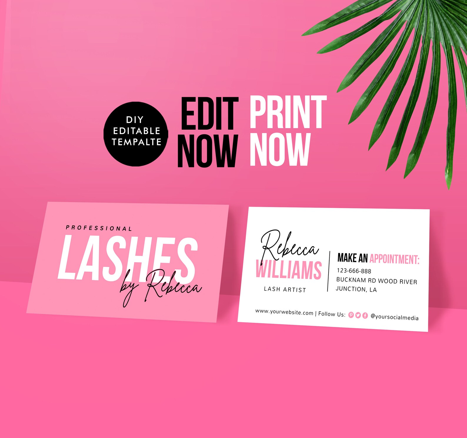DIY Lash Business Card Template Editable Lashes Beauty Card - Etsy