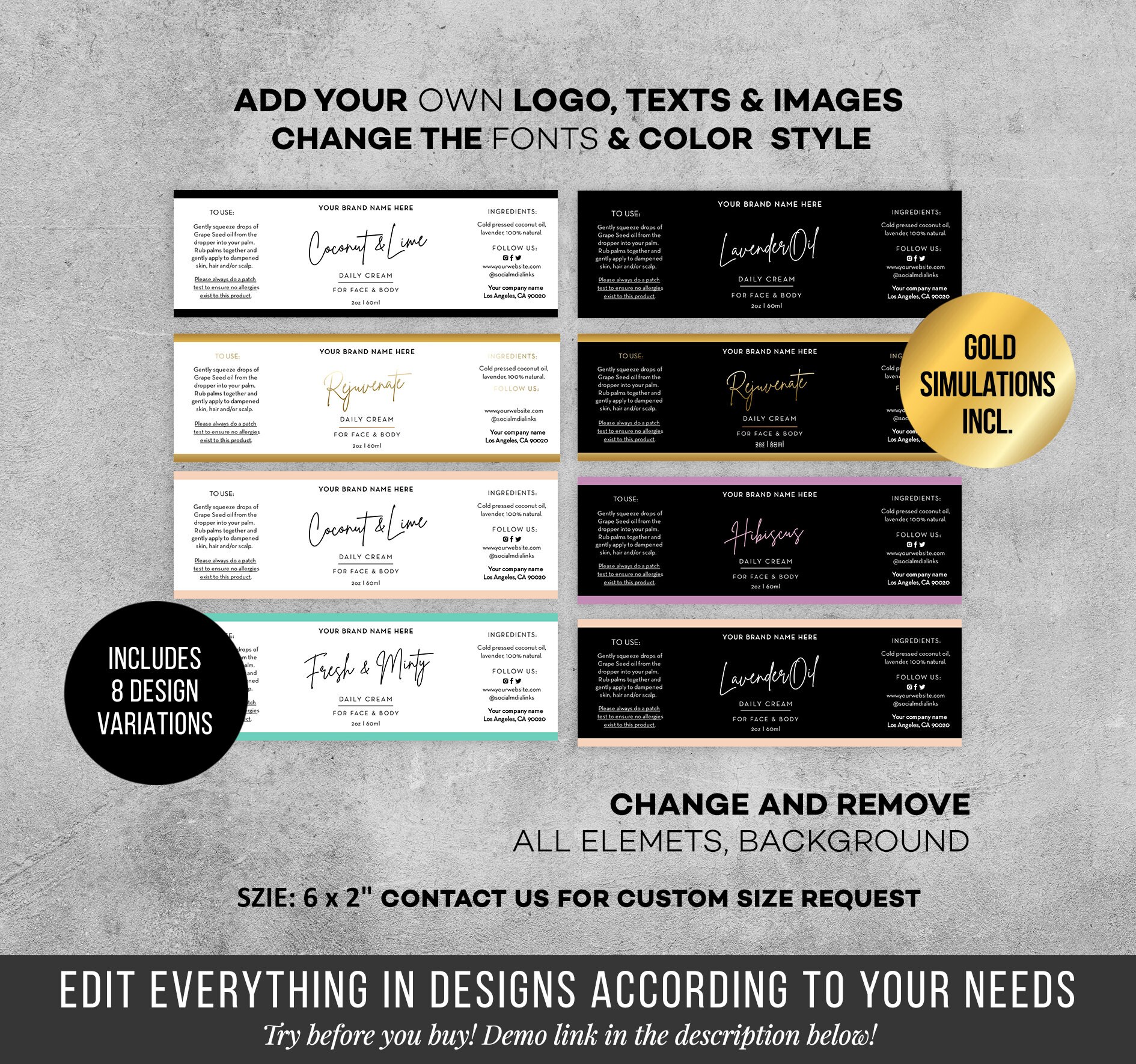 DIY Label Template - Editable Jar Label - 6x2" - Essential Bottle Oil ...