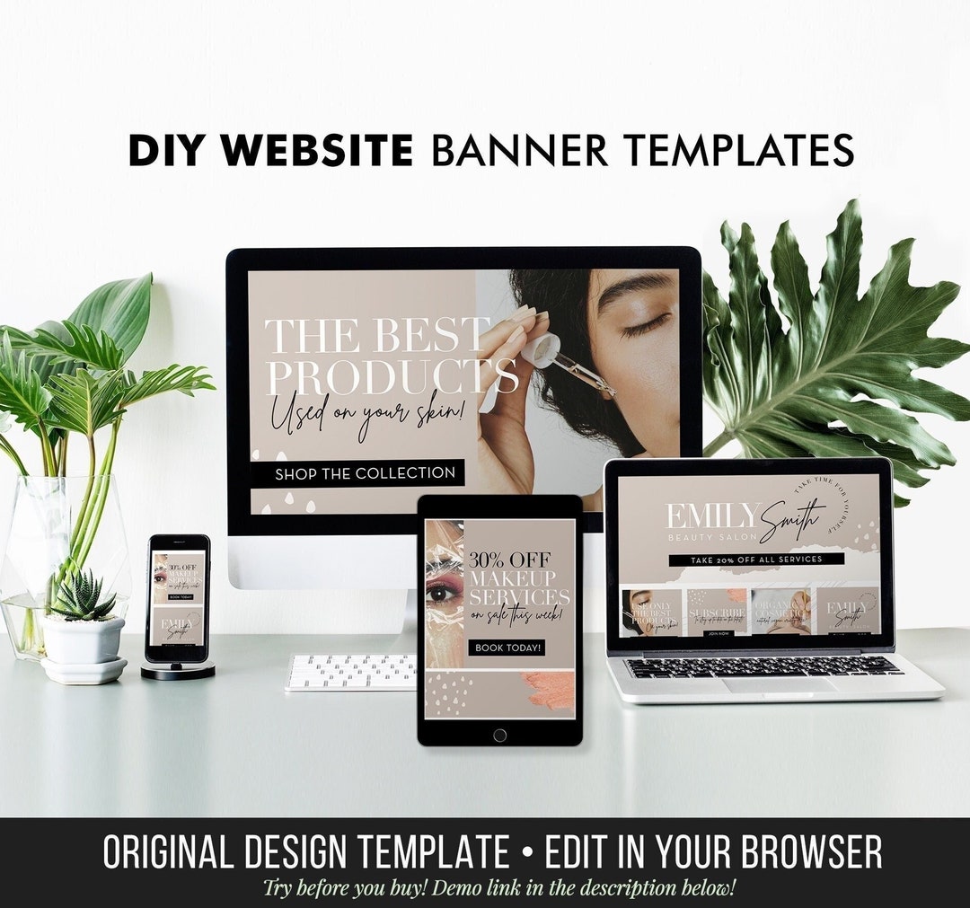 Web Design, DIY Website Banner Templates, Editable Website Thumbnails ...