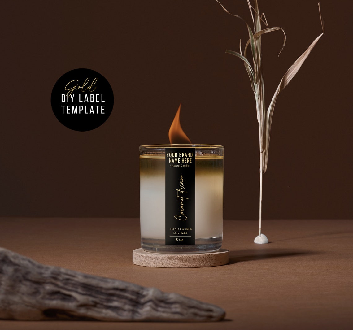 Thin Candle Label Templates DIY Minimalistic Vertical Candle - Etsy