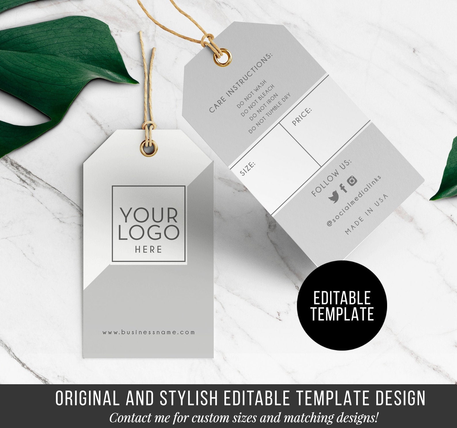 Editable Hang Tag Template DIY Pricing Tag Product Tag Label - Etsy
