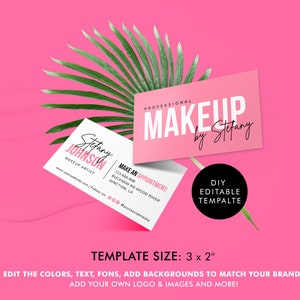 Beauty Salon Business Card, Editable Template Makeup Business Card ...