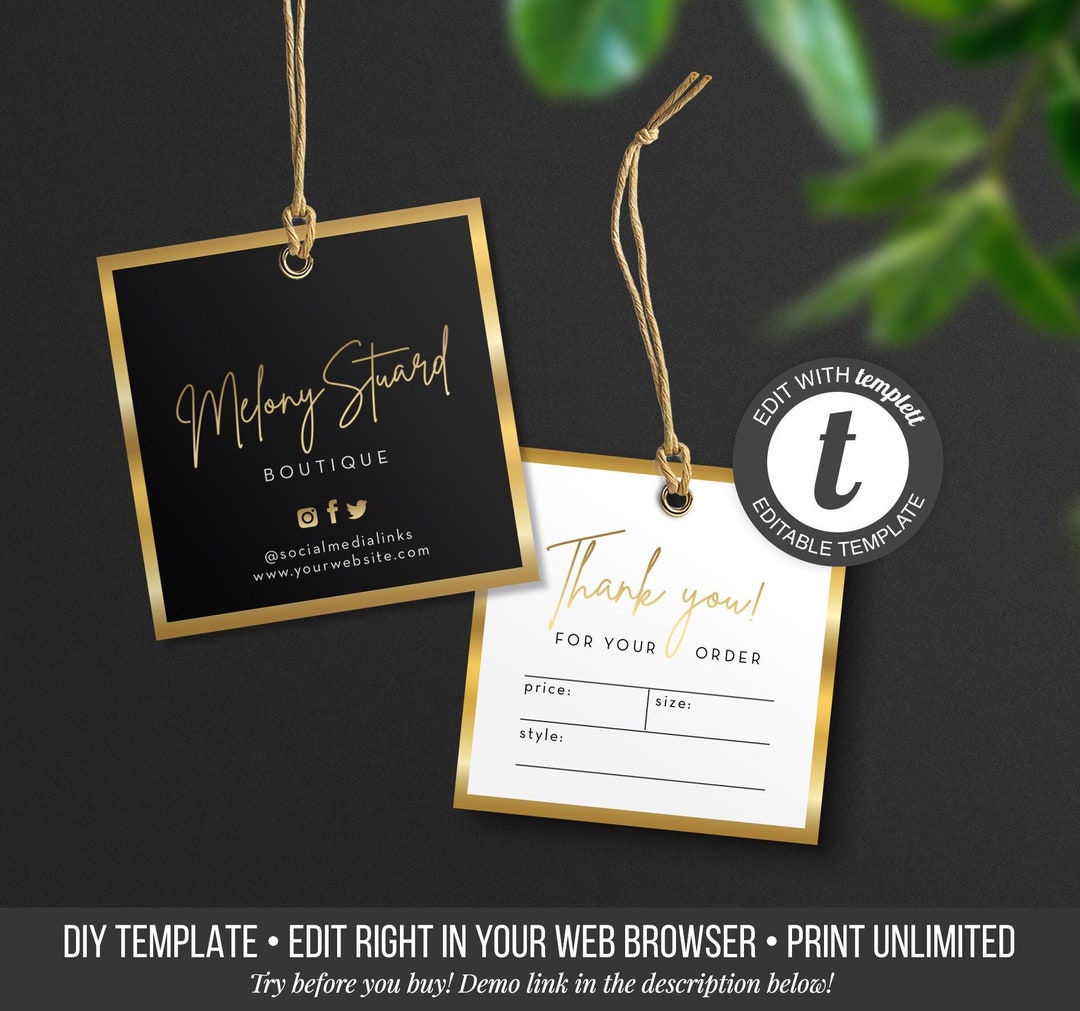Ediatble Tag Label - Printable Hang Tag - Clothing Tag - Price Tag ...