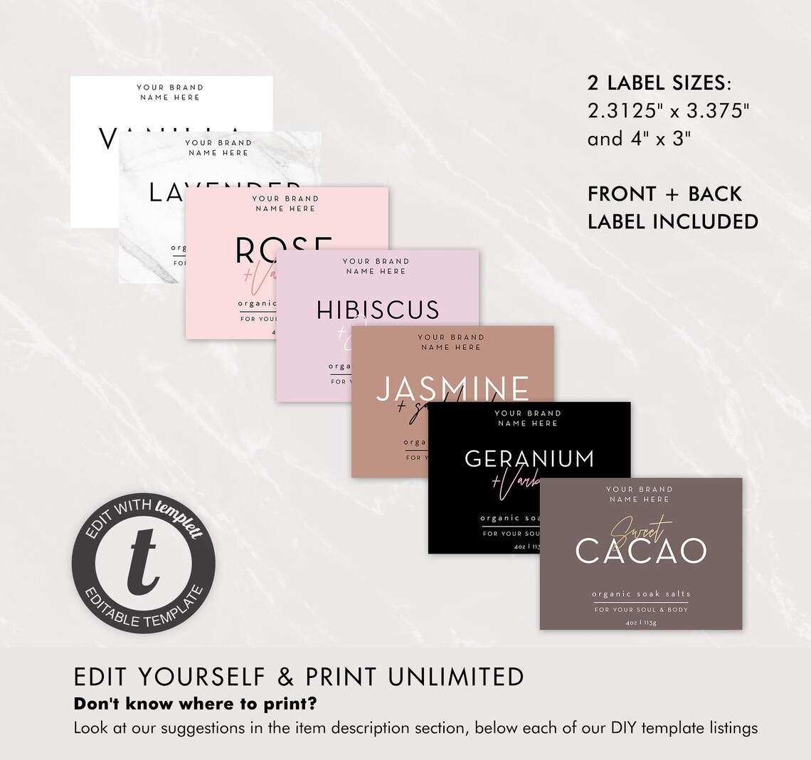 Editable Pouch Label Template DIY Tea & Coffee Label Custom | Etsy ...