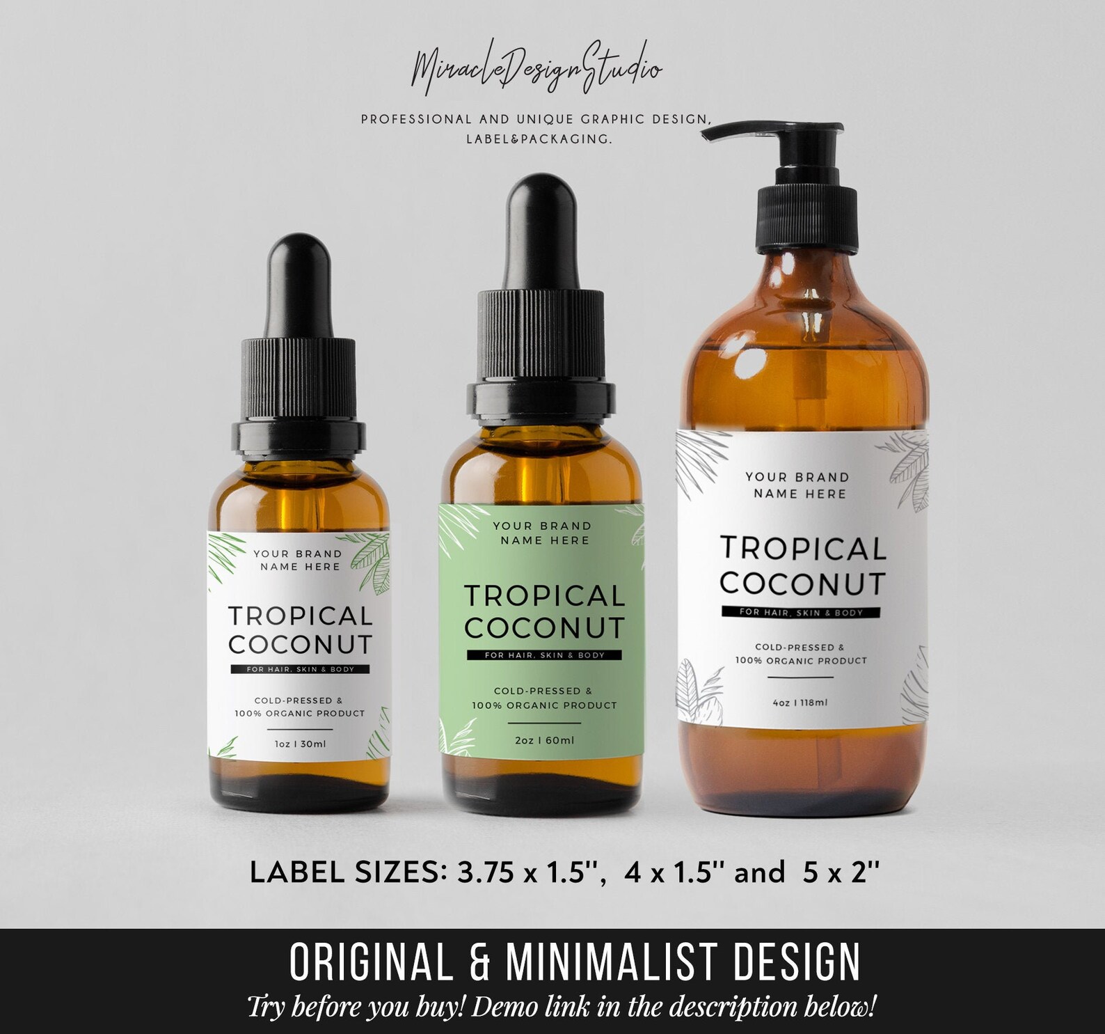 DIY Bottle Label Design Custom Tropical Label Template - Etsy