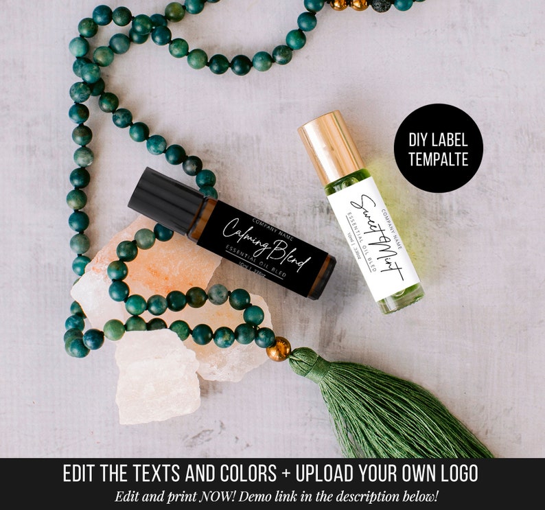 Essential Oil Roller Bottle Labels DIY Label Custom Oil | Etsy