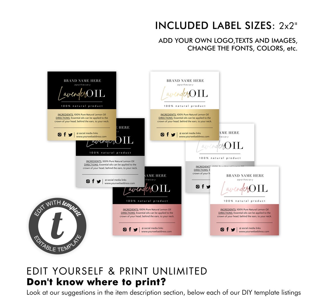 Essentail Oil Roller Bottle DIY Label Custom Oil Label - Etsy