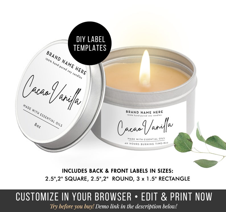 Wrap Around Label With Circle Lid Jar Label DIY Body - Etsy