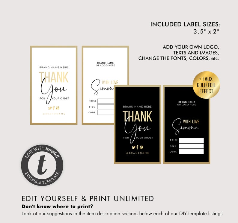 Editable Hang Tag Modern Clothing Tag Template Merchandise - Etsy