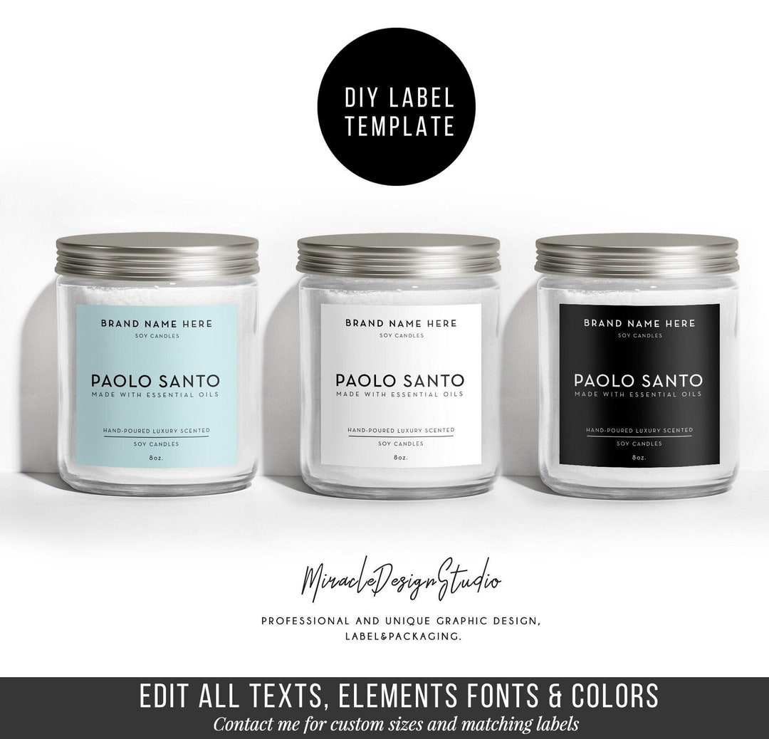 DIY Label Template - Product Label - Minimalist Candle Label ...