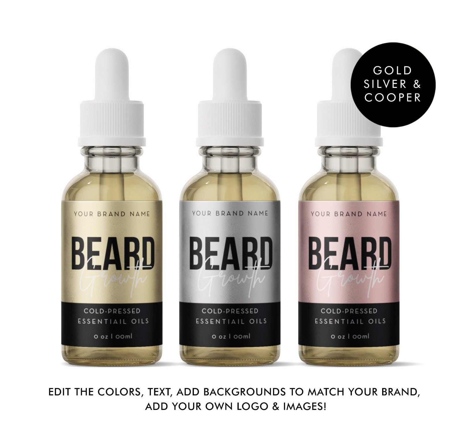 Editable Beard Oil Label Customizable Beauty Label Template - Etsy