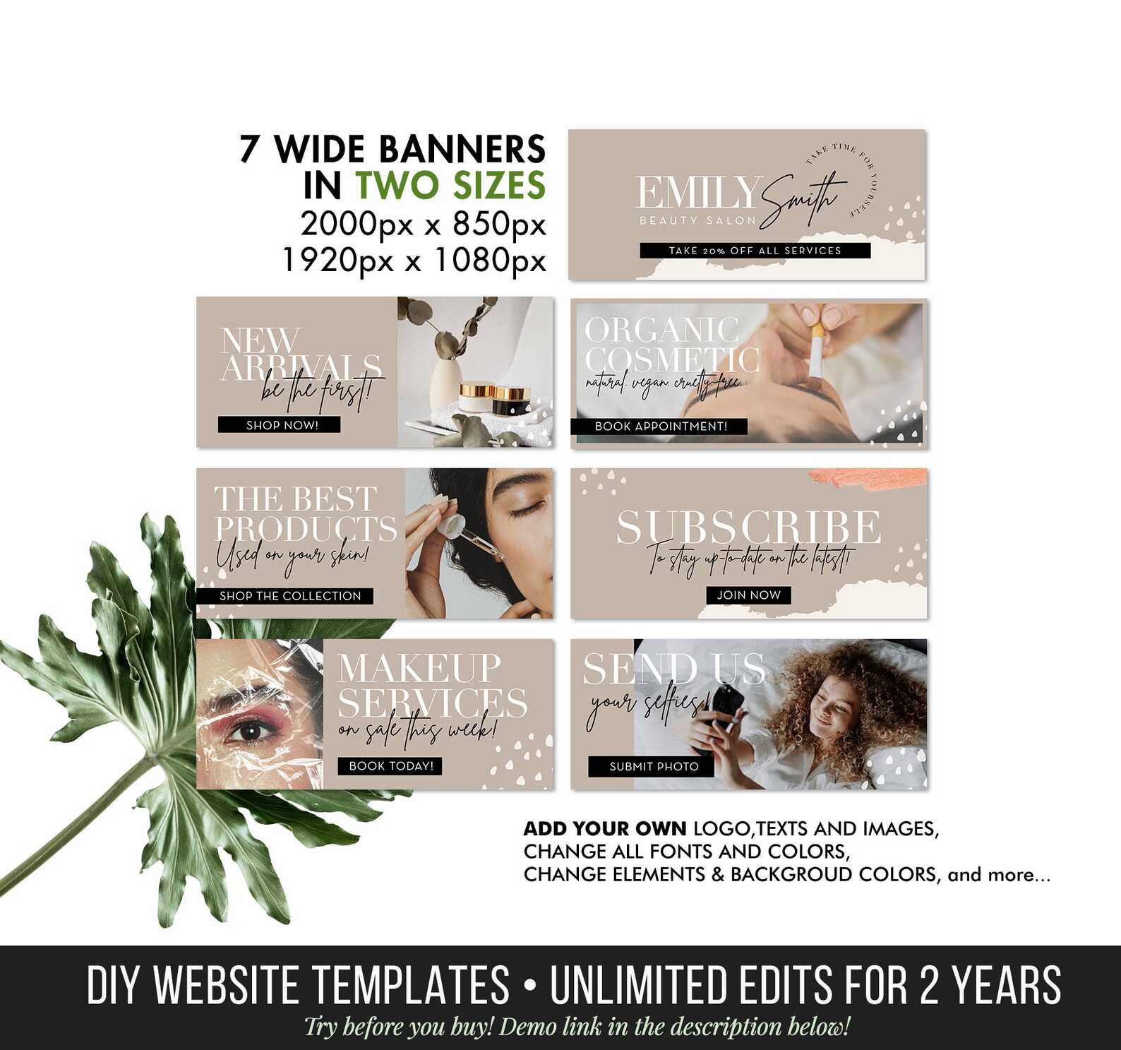 Web Design, DIY Website Banner Templates, Editable Website Thumbnails ...